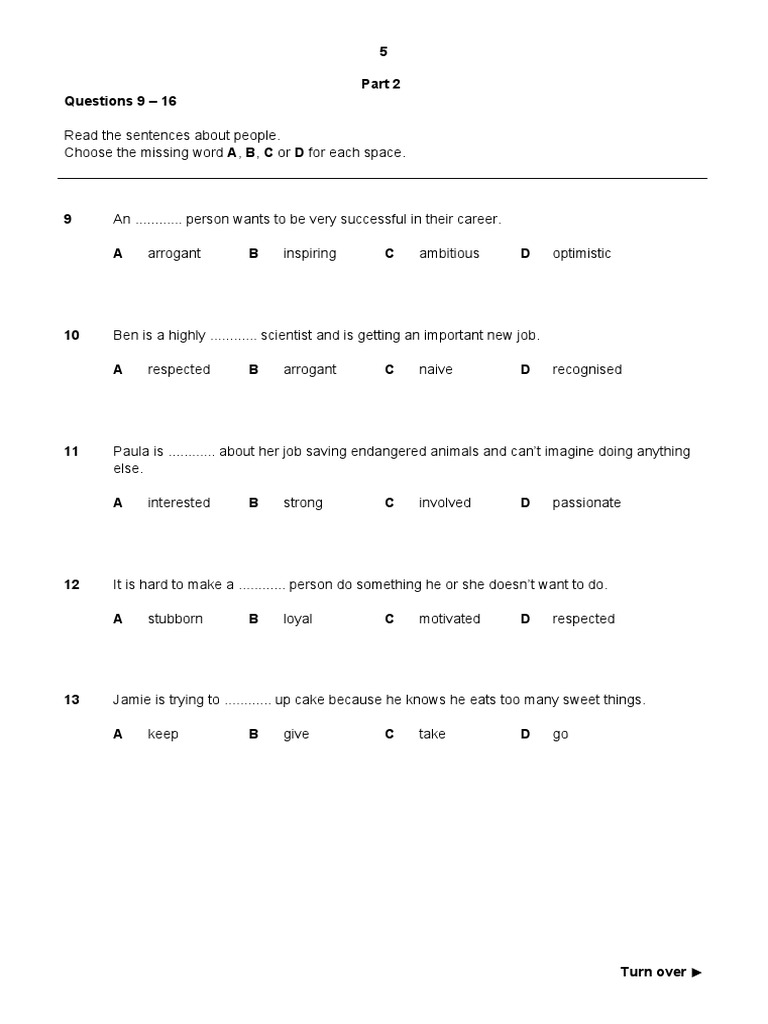 Vocabulary Test Unit 1 | PDF