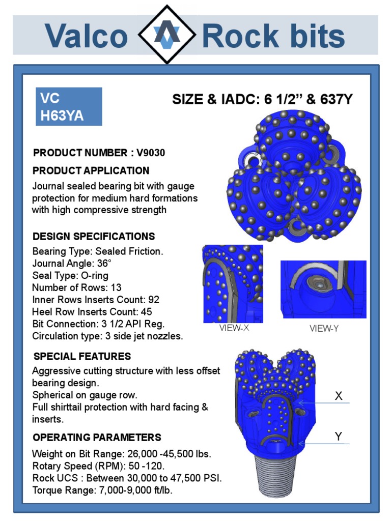 Valco Rock Bits: VC H63YA | PDF