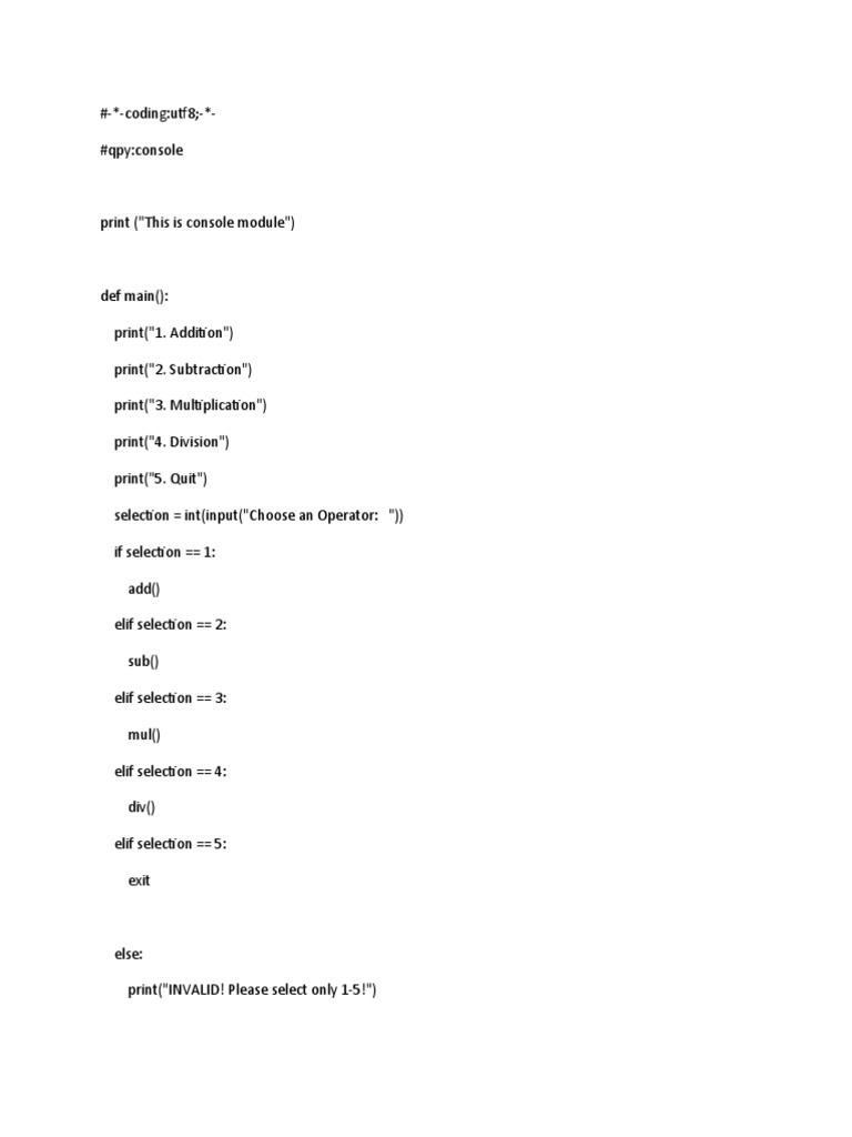 Code For Calculator | PDF