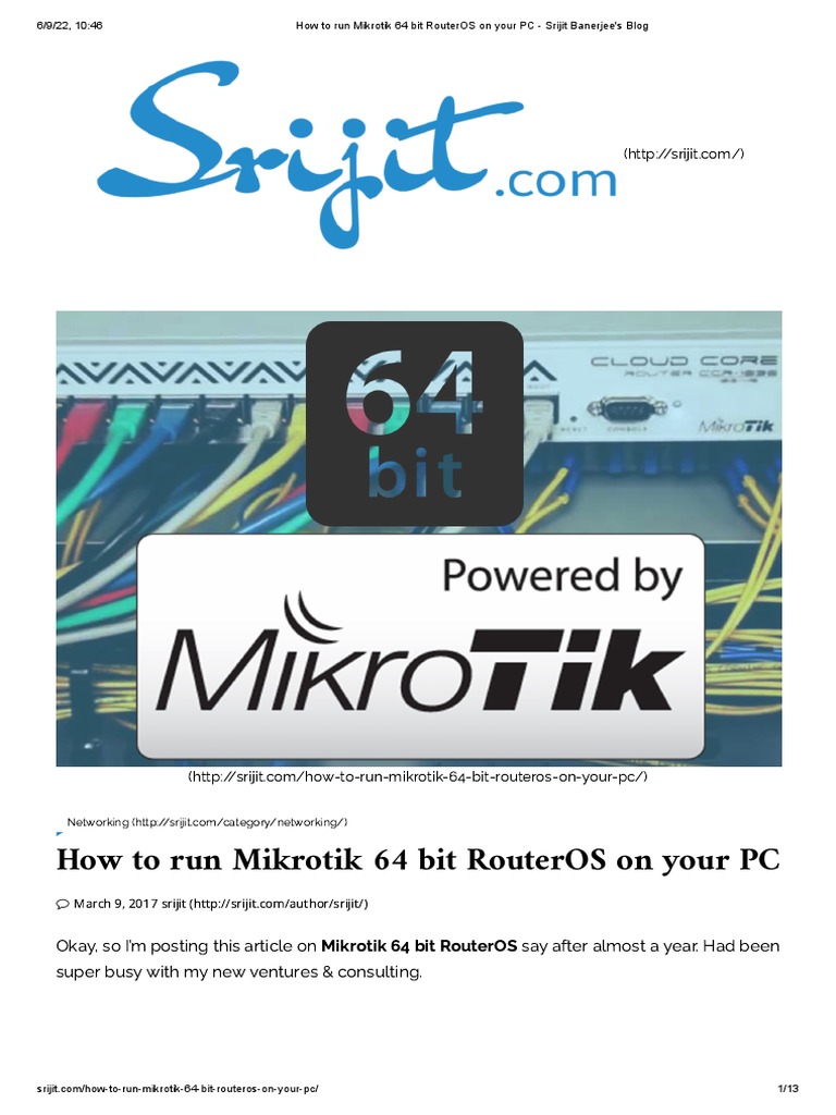 How To Run Mikrotik 64 Bit RouterOS On Your PC - Srijit Banerjee's Blog | PDF | 64 Bit Computing ...