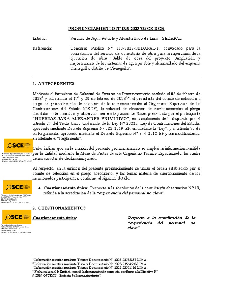 Pronunciamiento #93-2023.OSCE-DGR PDF | PDF | Estado (política) | Presupuesto