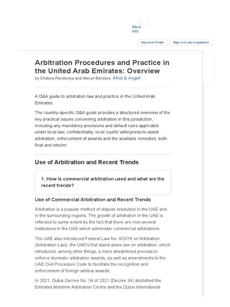 Arbitration Procedures and Practice in The United Arab Emirates ... Arbitration Procedures and Practice in The United Arab Emirates ...