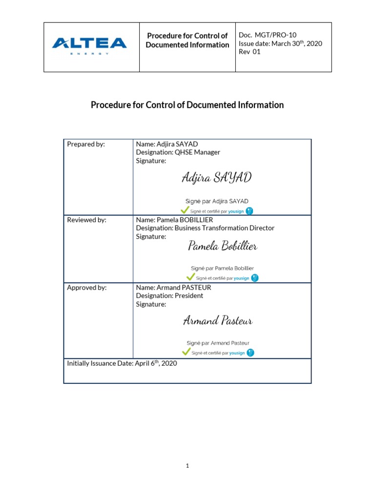 MGT PRO-10 Control of Documented Information Procedure | PDF | Backup | Computer File