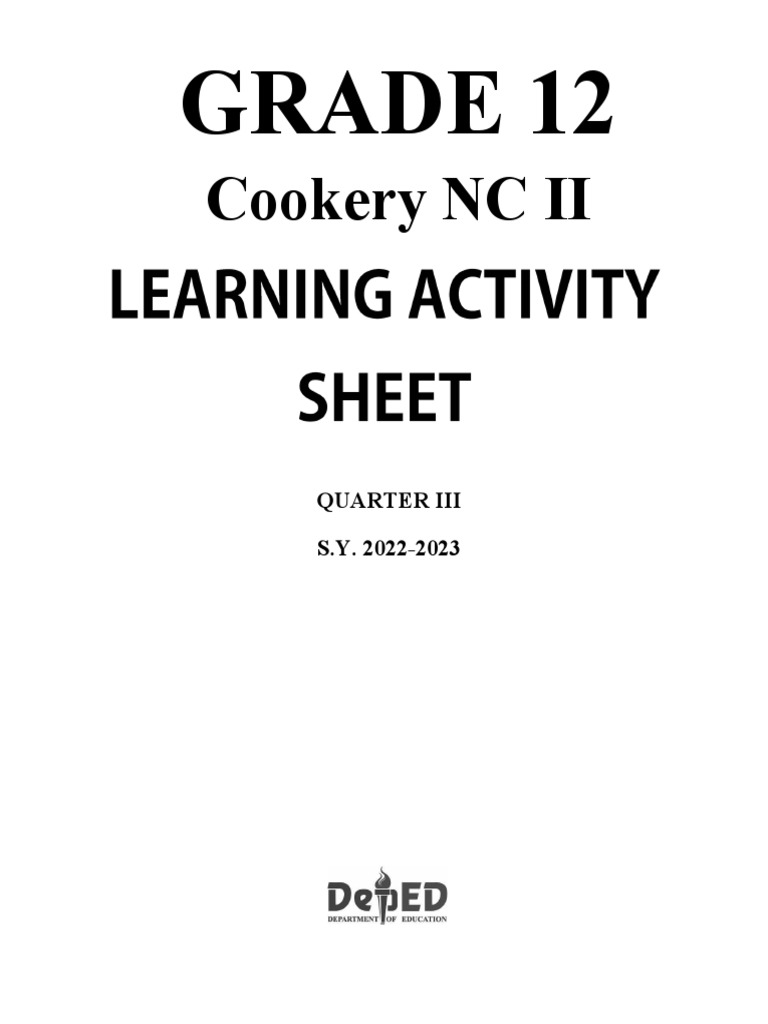 Grade 12 - Cookery Las Quarter 3 | PDF | Chicken | Meat