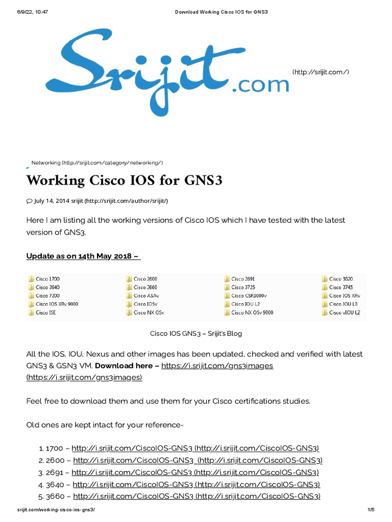 Working Cisco IOS For GNS3 PDF | PDF | Computing | Software