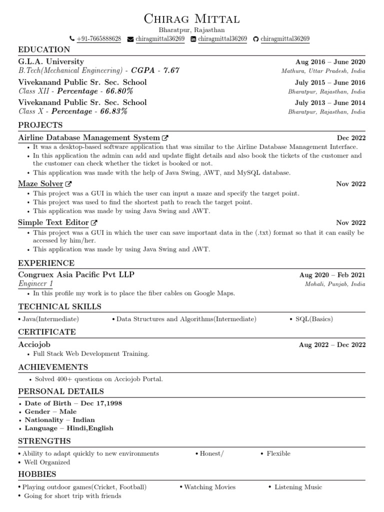 Chirag Mittal 1 | PDF | Databases | Java (Programming Language)