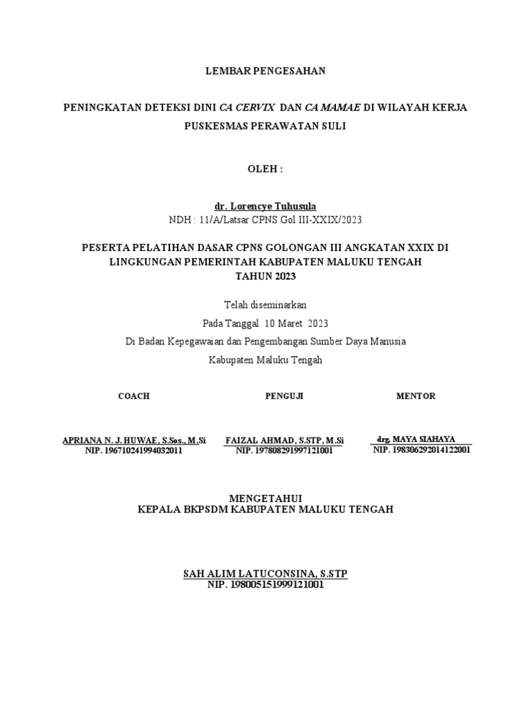 LEMBAR PENGESAHAN - PERSETUJUAN DR Ecye | PDF