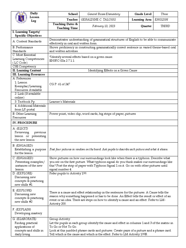 DLP ENGLISH Q3 Day 1 Week 2 | PDF | Learning | Cognitive Psychology