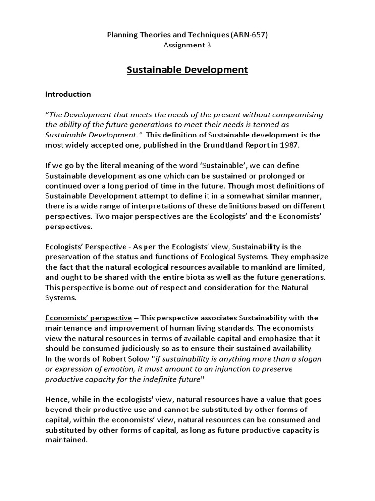 Note On Sustainable Development | PDF | Sustainability | Sustainable ...