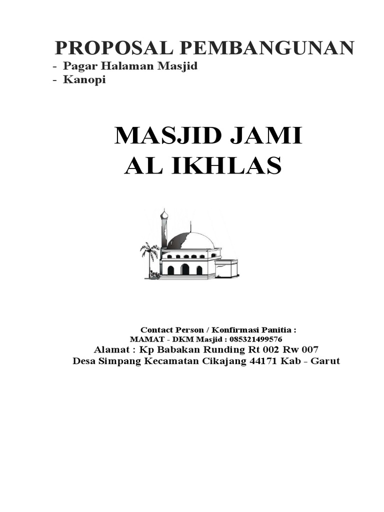 Proposal Pembangunan Pagar Masjid Al Ikhlas RT 002 RW 007 | PDF Proposal Pembangunan Pagar Masjid Al Ikhlas RT 002 RW 007 | PDF