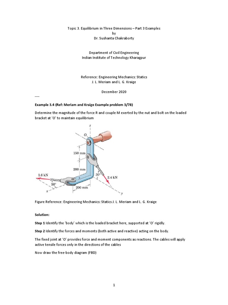 Equilibrium in 3D Example Note 4 PDF | PDF | Force | Physical Sciences