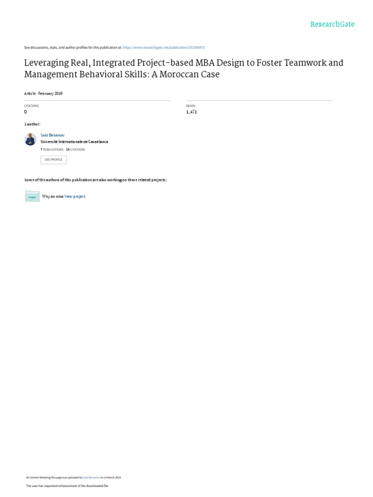 Real Project Based Mba Design Moroccan Case | PDF | Project Based ... Real Project Based Mba Design Moroccan Case | PDF | Project Based ...