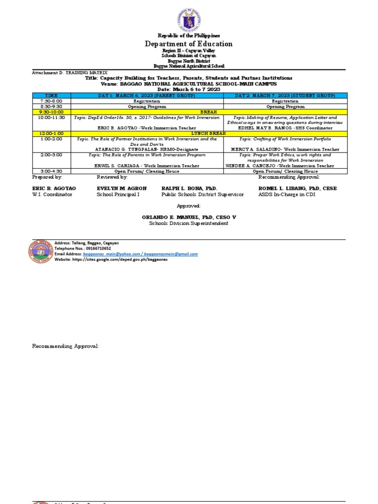 Programme Matrix | PDF