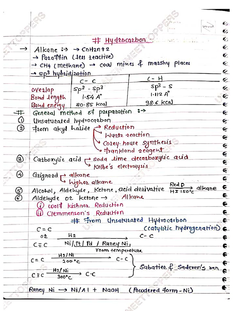 Hydrocarbon Short Notes | PDF