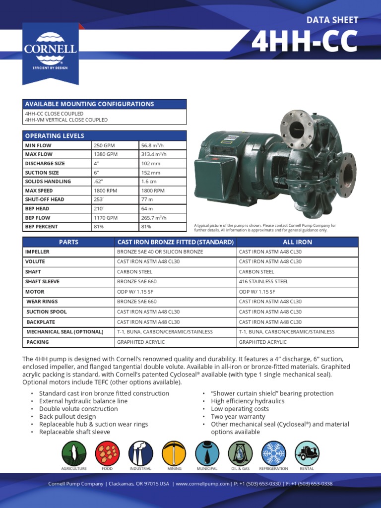 DS 4HH-CC | Download Free PDF | Pump | Cast Iron