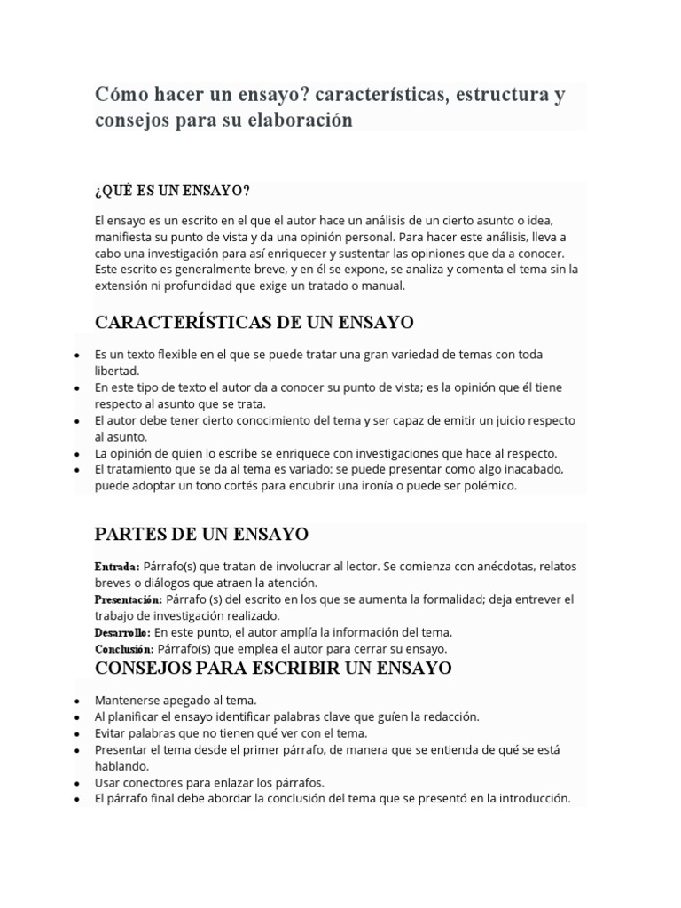 Cómo Hacer Un Ensayo | PDF | Ensayos | Cognición