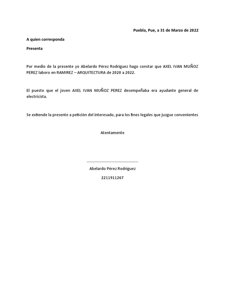 Carta Laboral | PDF