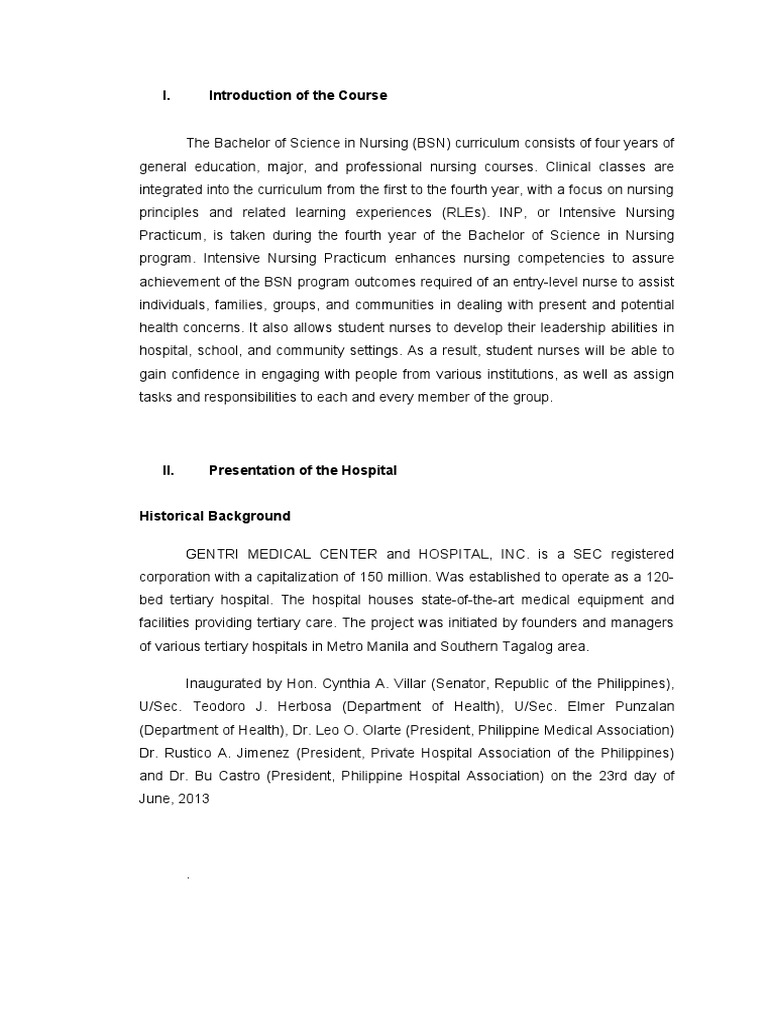 BSN Curriculum and Hospital Overview | PDF | Nursing | Hospital