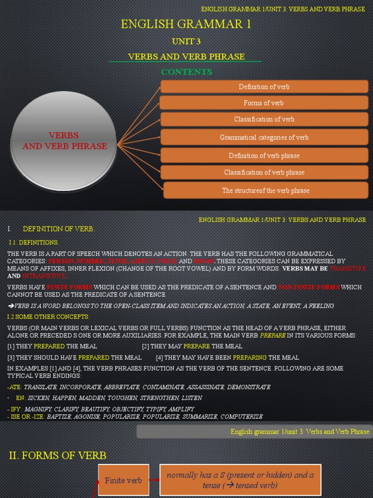 Verbs and Verb Phrases in English | PDF | Verb | English Grammar