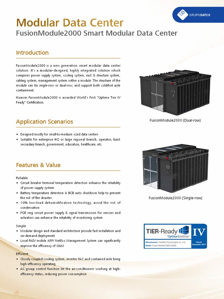 Huawei FusionModule2000 Overview | PDF | Data Center | Power Supply