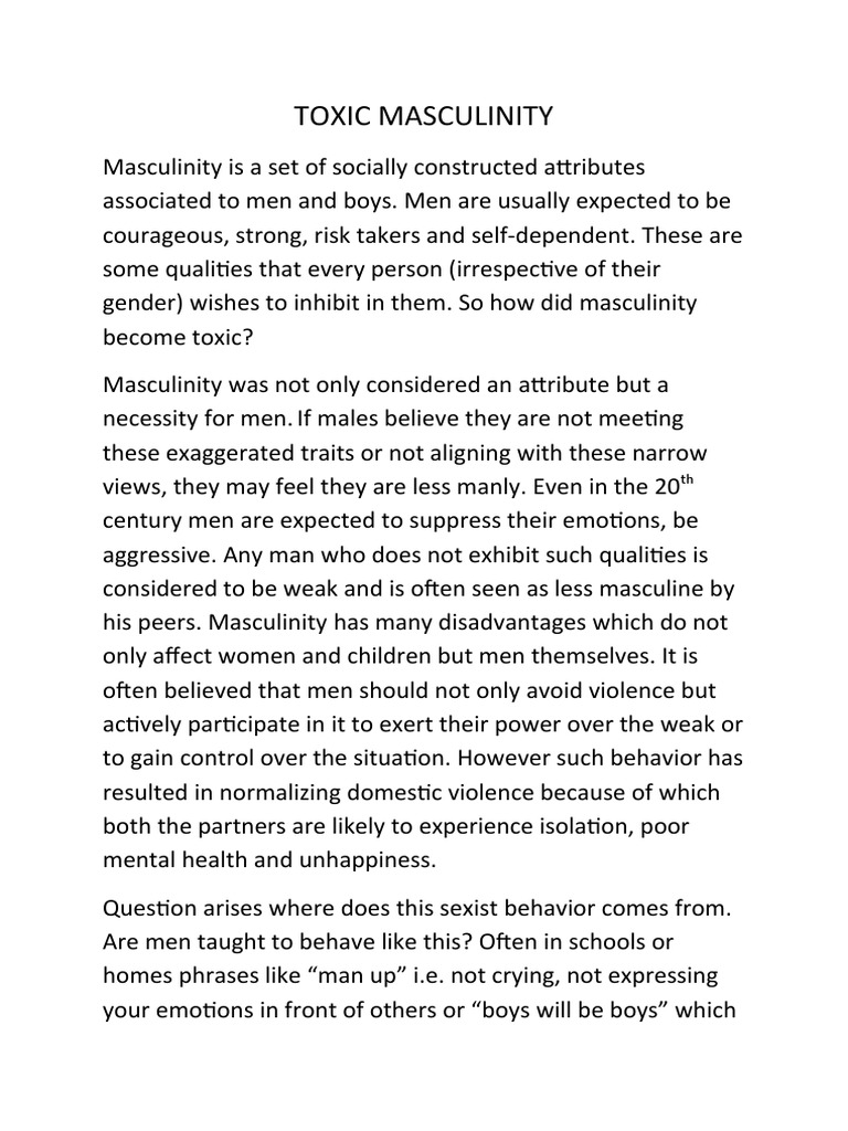 Toxic Masculinity | PDF | Masculinity | Interpersonal Relationships