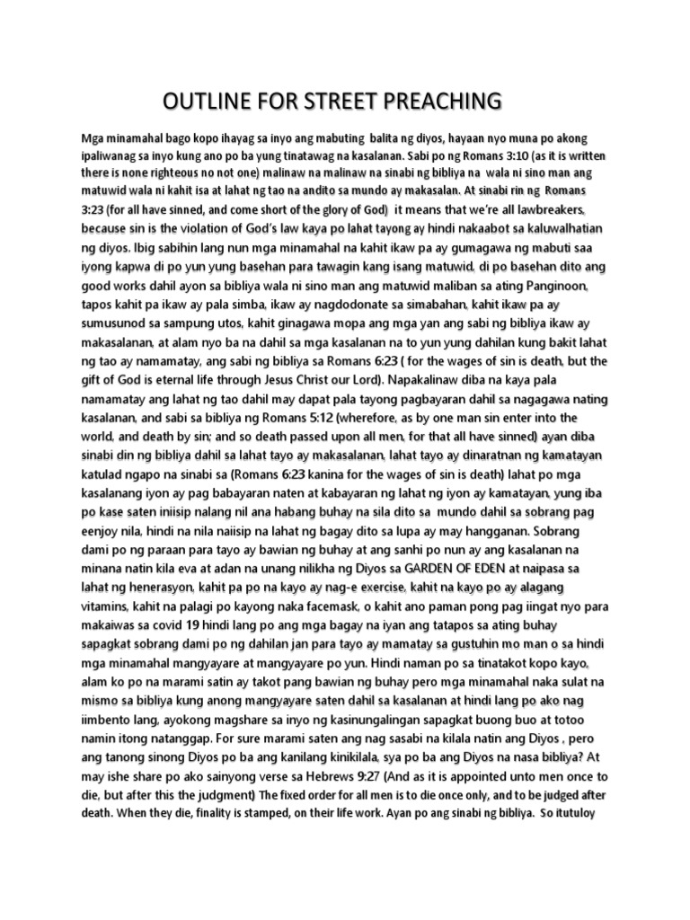 Outline For Street Preaching | PDF