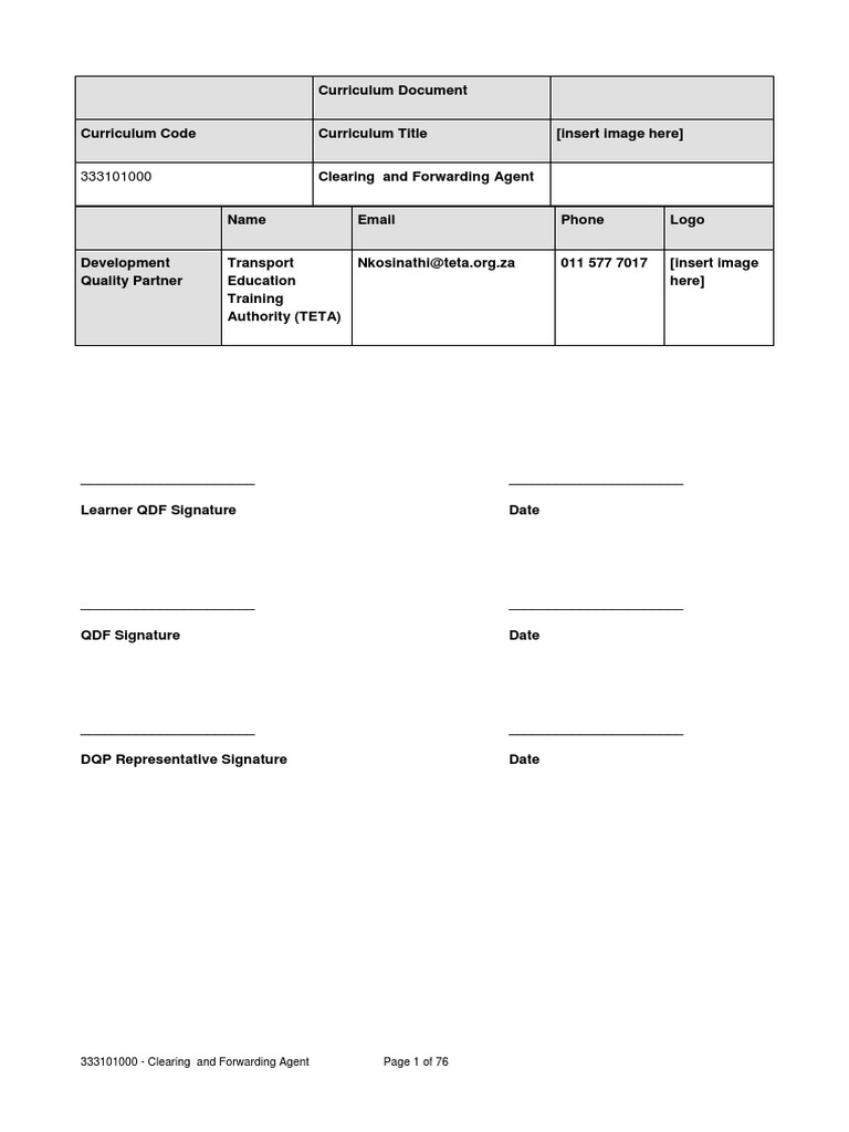 Clearing and Forwarding Agent - Curriculum | PDF | Cargo | Warehouse