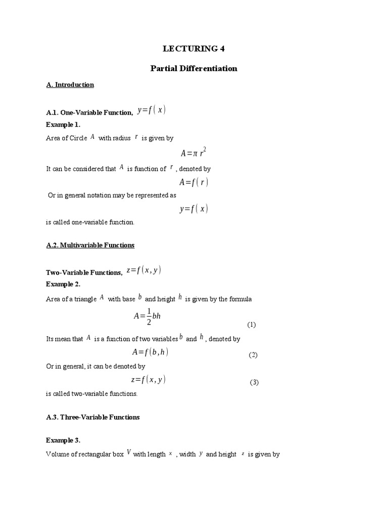 Lecturing 5-Partial and Total Derivative | PDF | Maxima And Minima ...