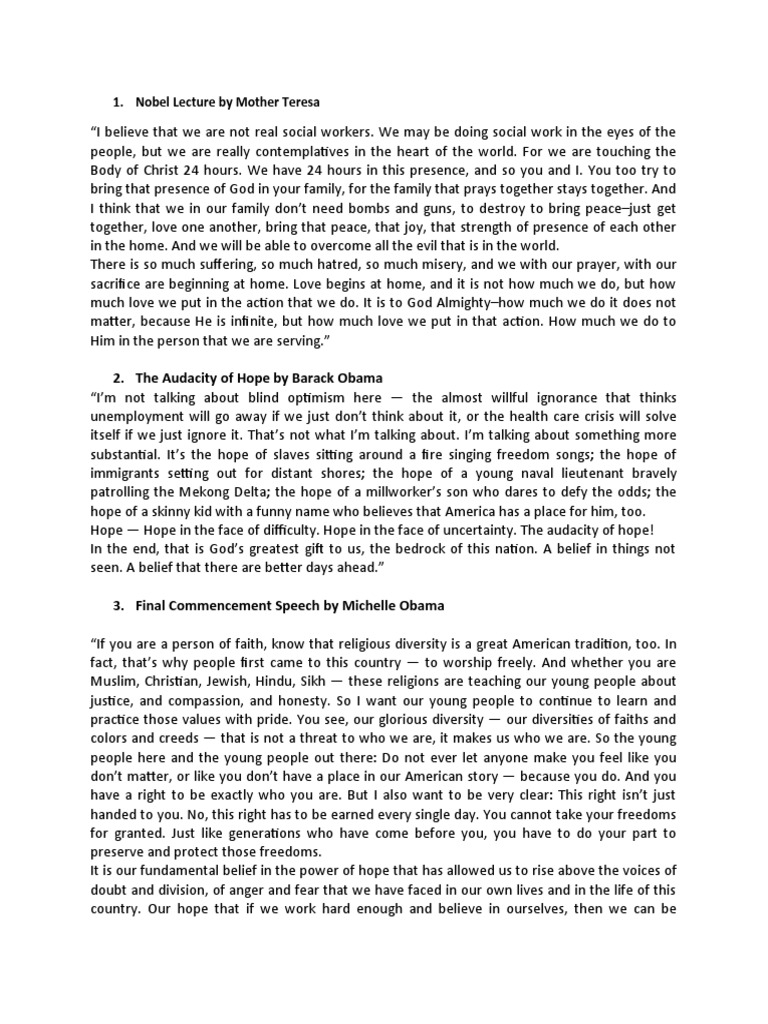 Famous Speeches | PDF | Faith