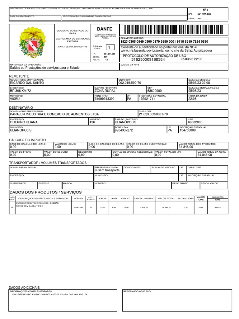 Danfe | PDF | Recibo | Comunicação escrita