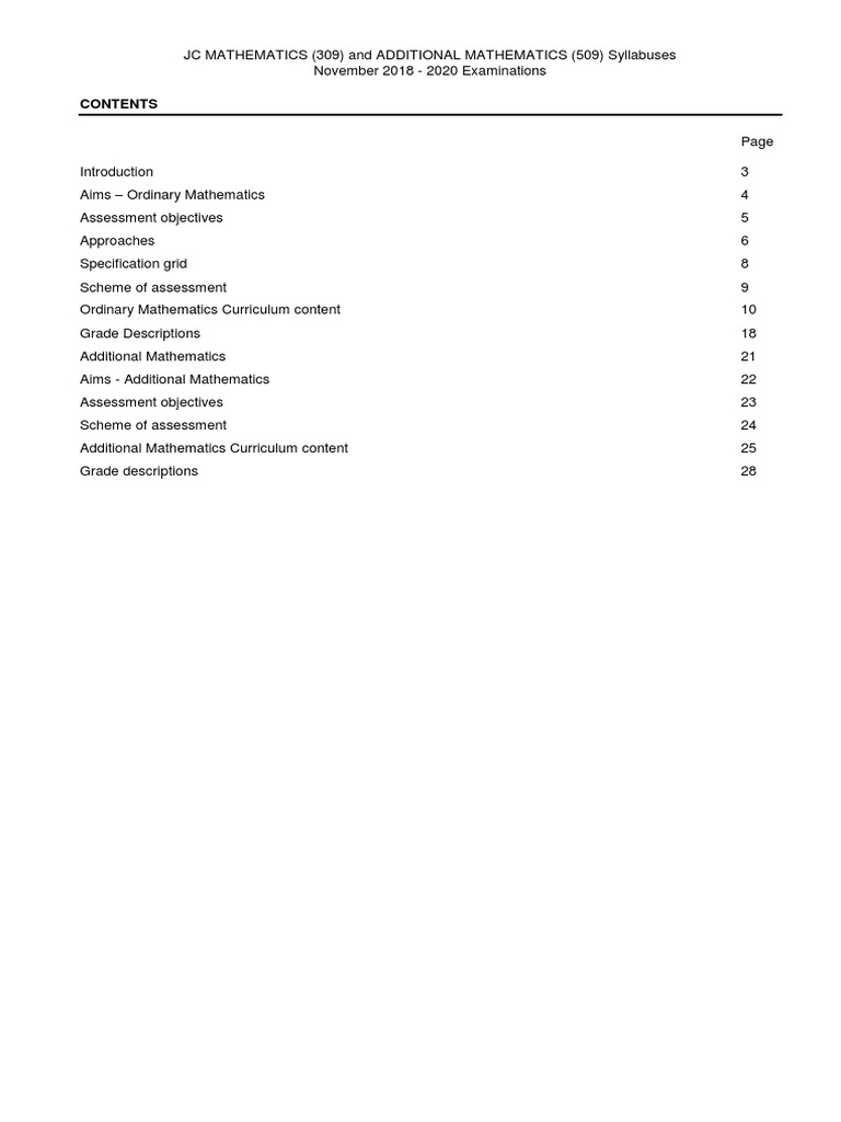 JC Mathematics 2018-2020 PDF | PDF | Numbers | Mathematics