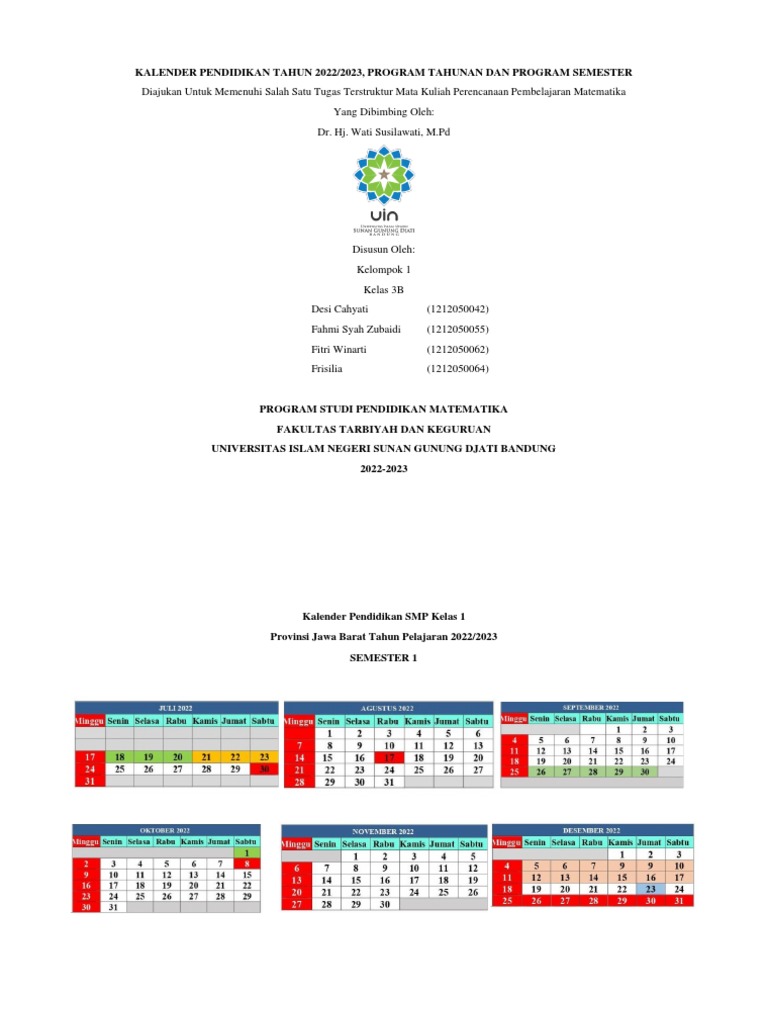 2 - Kalender Pendidikan, Program Tahunan, Dan Program Semester PDF | PDF