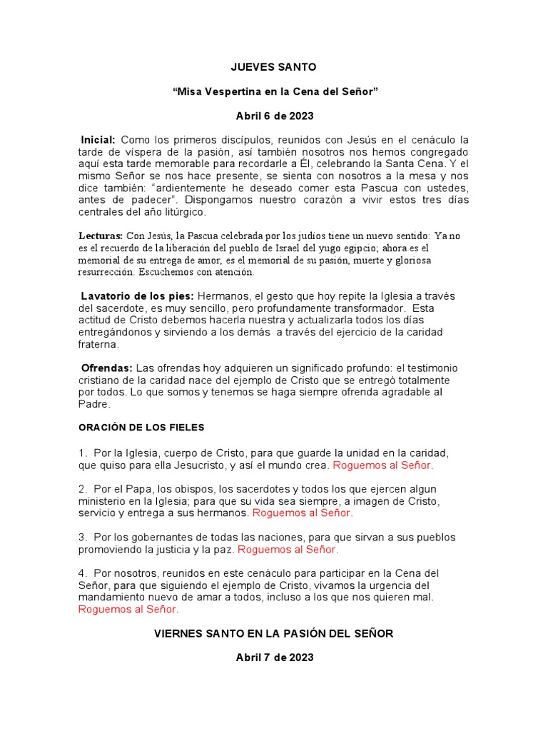 Jueves Santo | PDF | eucaristía | Jesús
