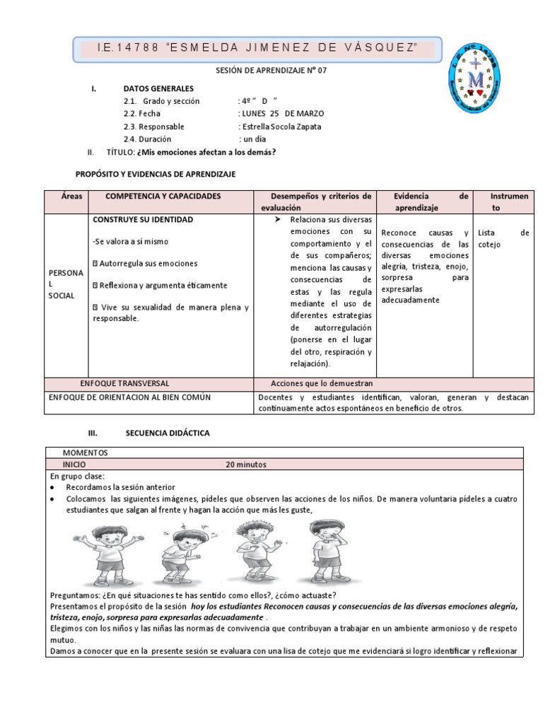 SESIÓN DE APRENDIZAJE Sobre Las Emociones | PDF | Las emociones ... SESIÓN DE APRENDIZAJE Sobre Las Emociones | PDF | Las emociones ...