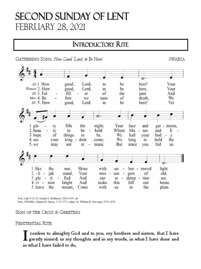 WA - Lent - Second Sunday of Lent - 2021 PDF | PDF | Mass (Liturgy ...