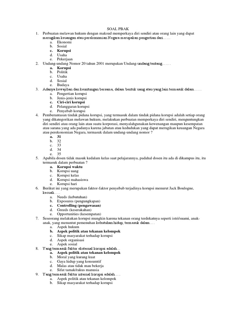 Soal Pbak Print | PDF