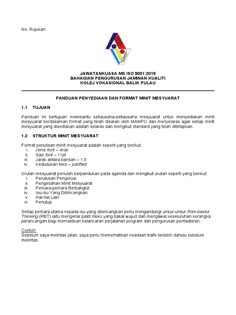 Panduan Penulisan Minit Mesyuarat Rev1 | PDF