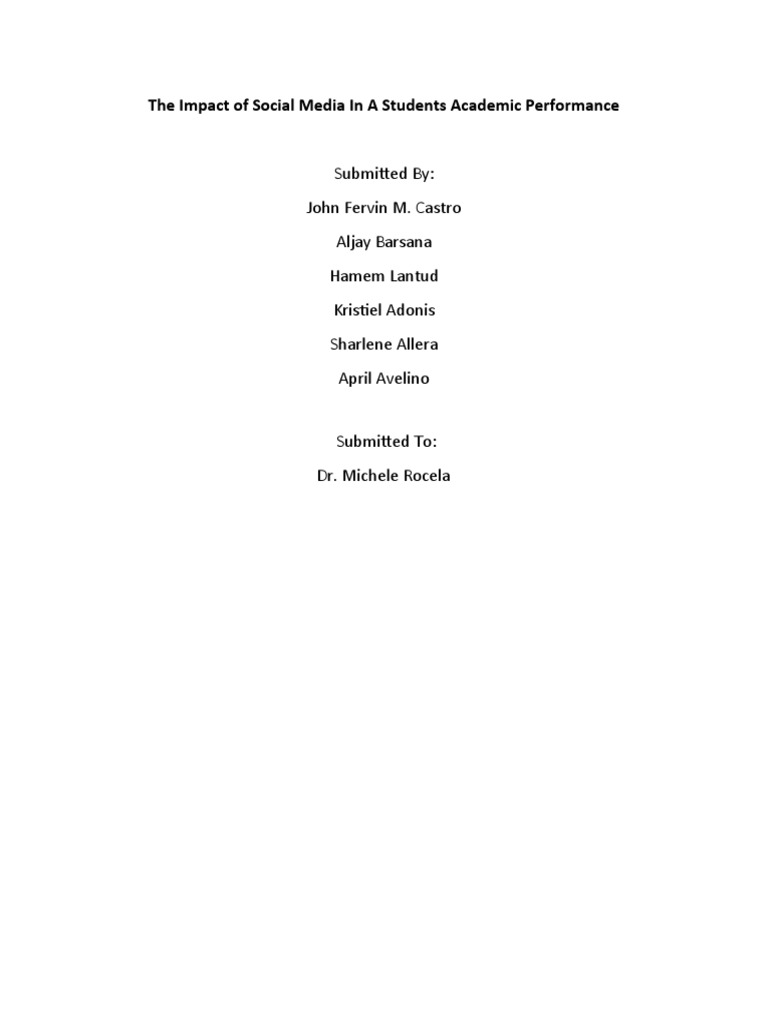 The Impact of Social Media in The Students Academic Performance | PDF ...