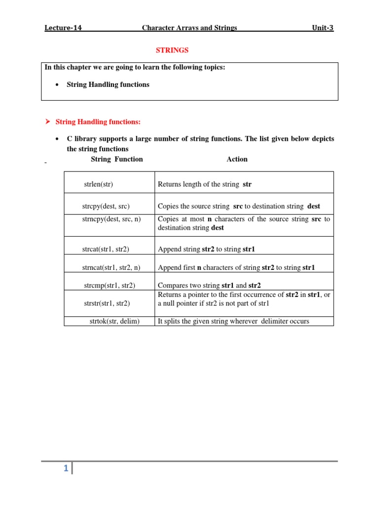 Lecture-14-String Handling Functions PDF | Download Free PDF | String ... Lecture-14-String Handling Functions PDF | Download Free PDF | String ...