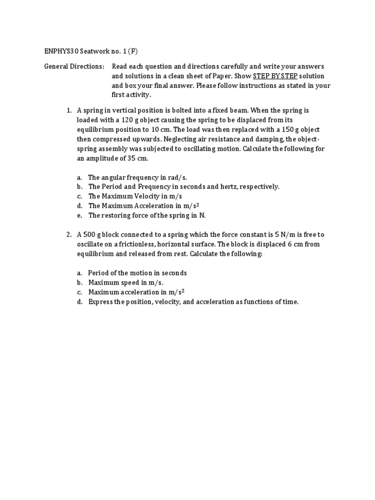 Seatwork No 1 F Enphys30 Pdf