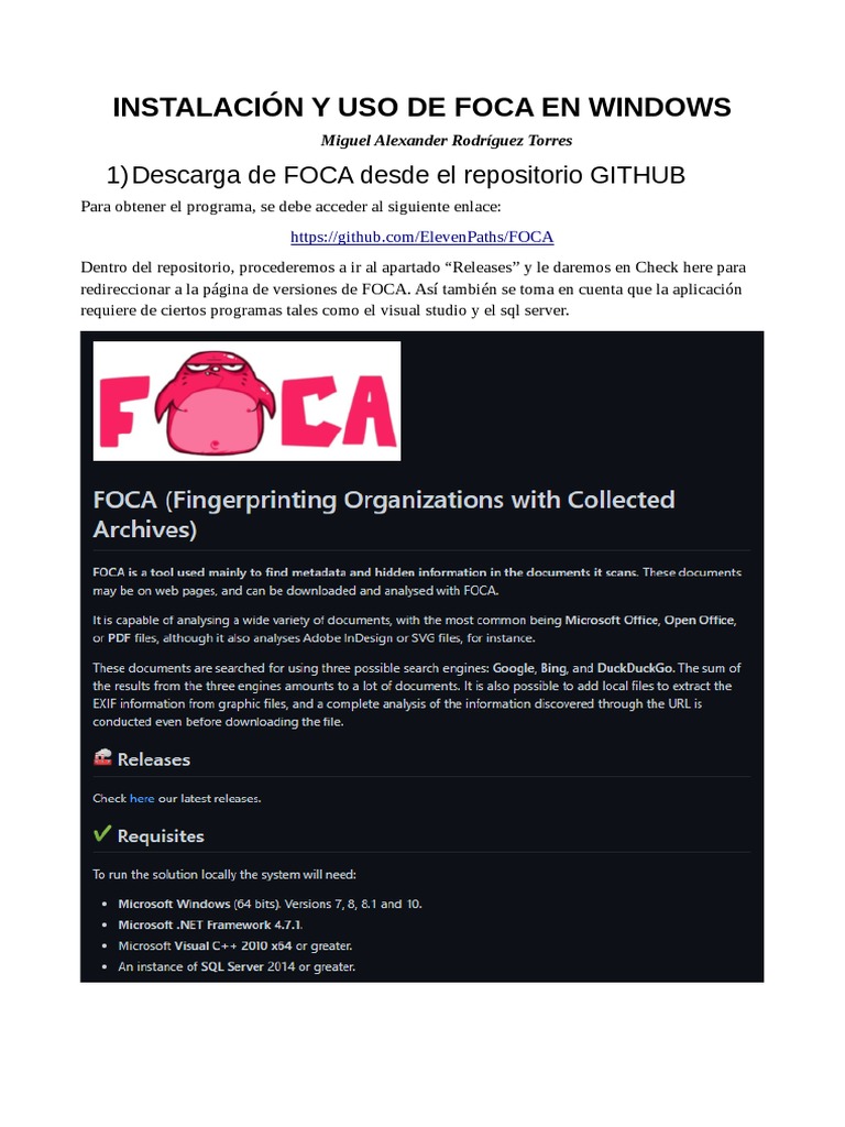 Instalación y uso de herramienta FOCA en windows | PDF