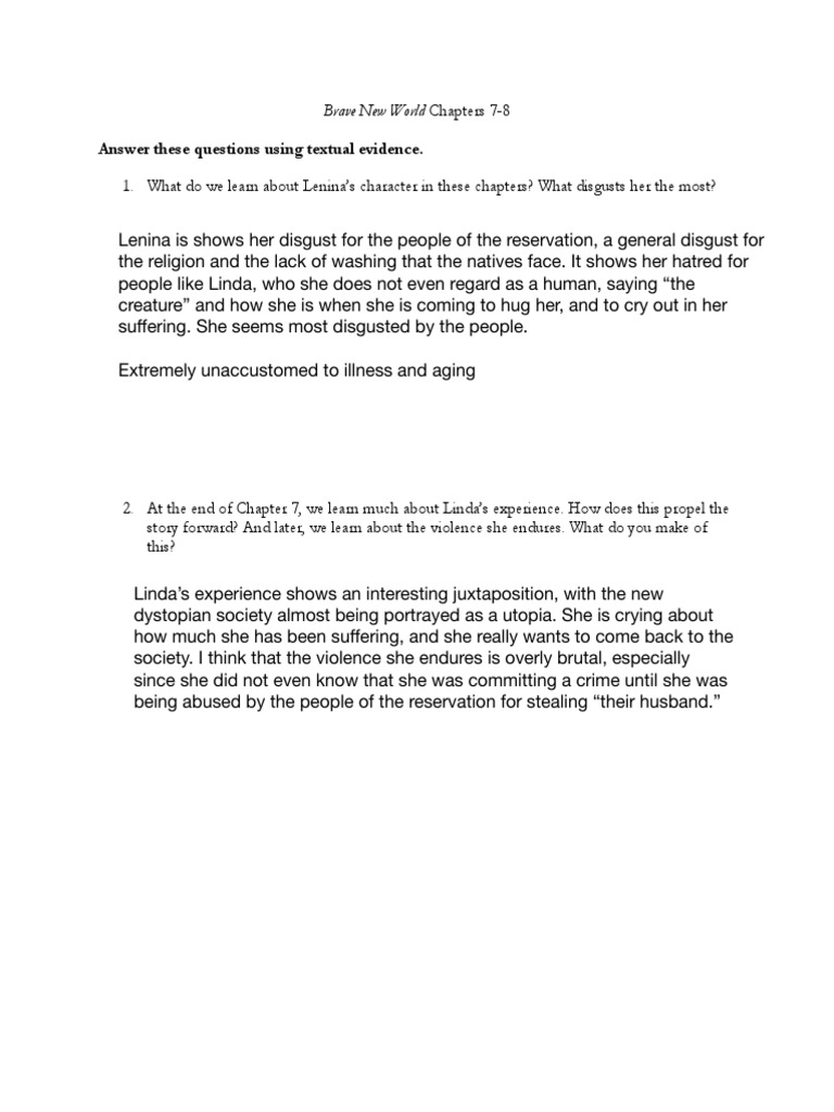 Brave New World Chapters 7:8 | PDF