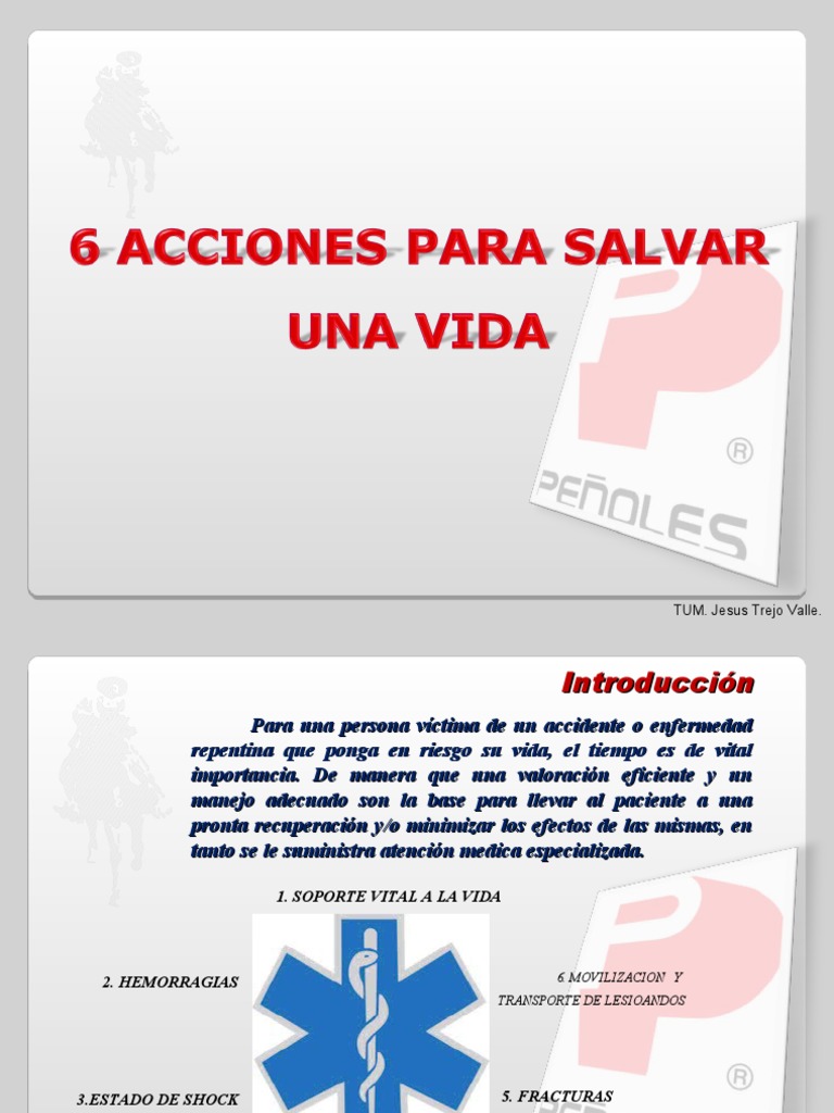 6 Acciones para Salvar Una Vida | PDF | Reanimación cardiopulmonar ...