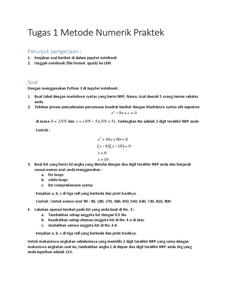 Tugas Pertemuan 2 Metode Numerik Praktek 1 Pdf Metode And Bahan Ajar