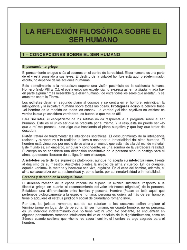 TEMA 5 Antropología II - La Reflexión Filosófica Sobre El Ser Humano ...
