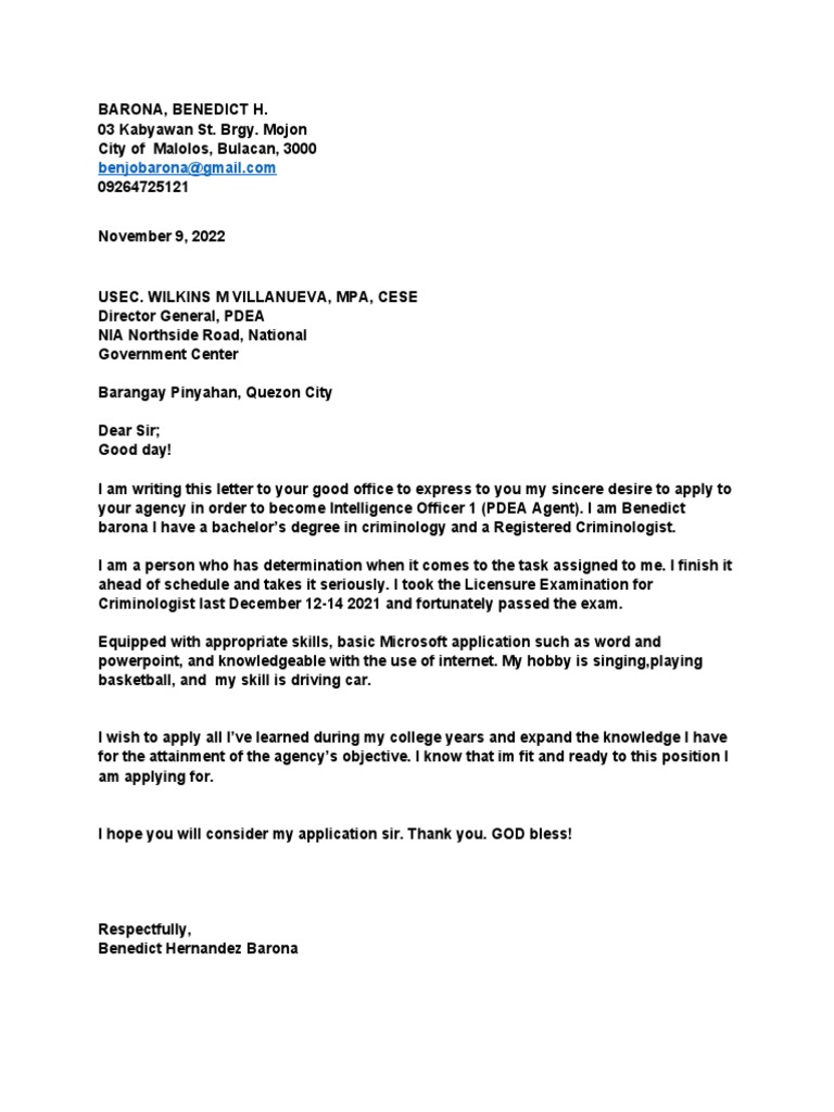 Pdea Intent Letter | PDF