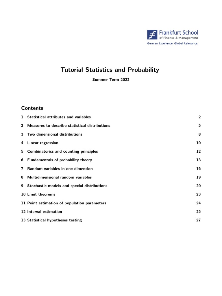 Tutorial Sheet EN | PDF | Statistics | Probability Distribution