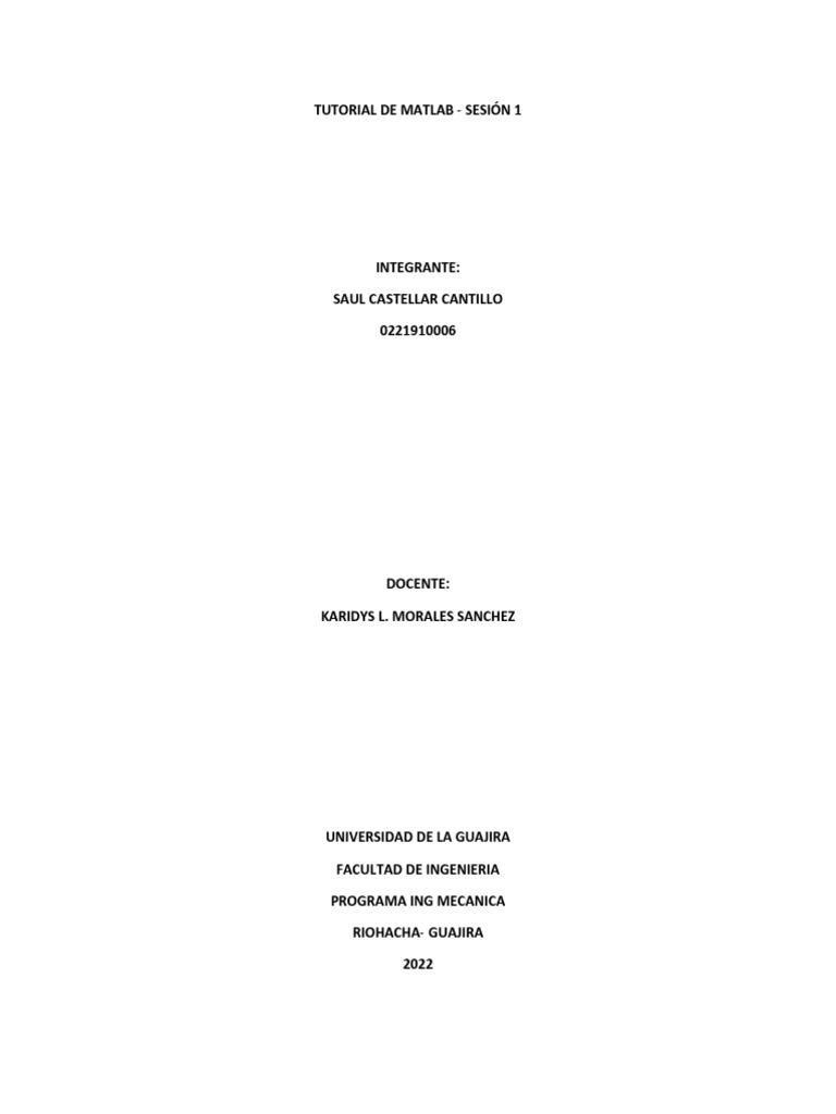 Tutorial de Matlab | PDF Tutorial de Matlab | PDF