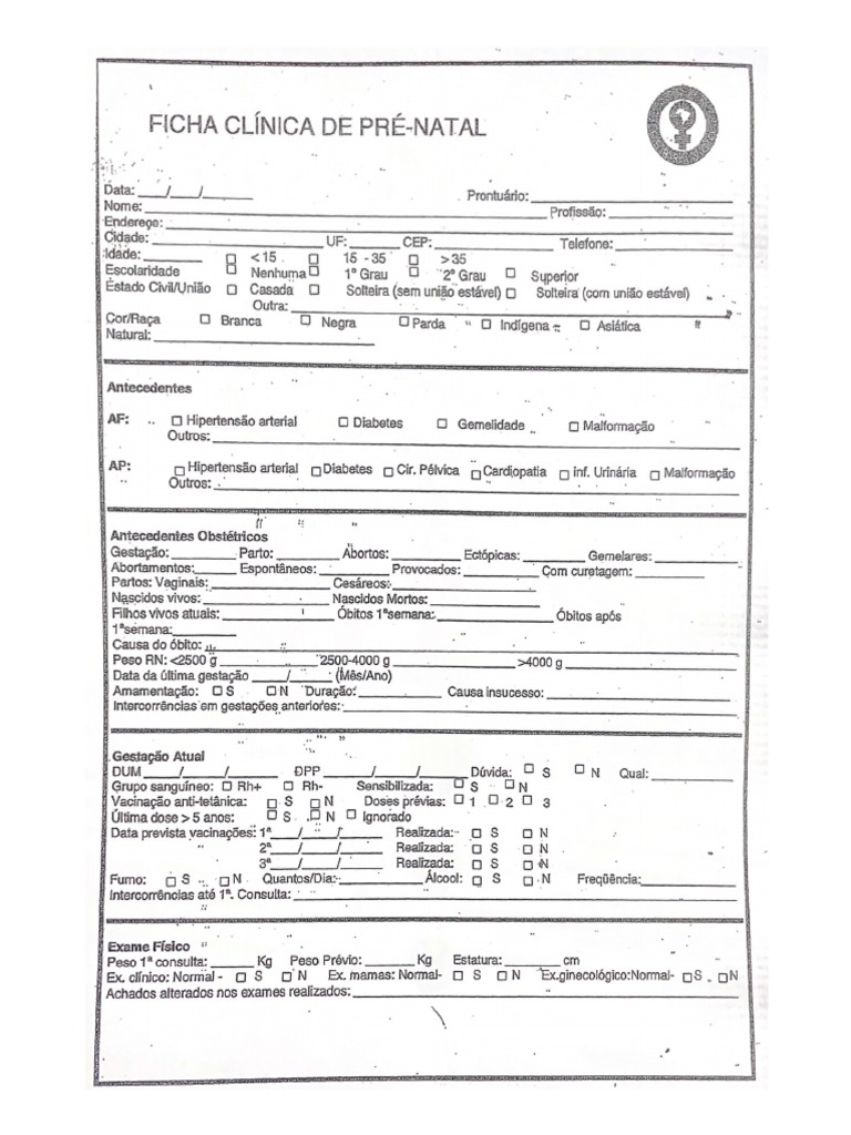 Ficha Clínica de Pré-Natal | PDF