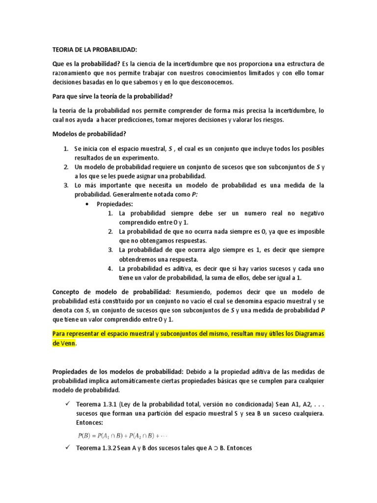 Informacion Teoria Probabilidades | Descargar gratis PDF | Probabilidad | Teoría de probabilidad
